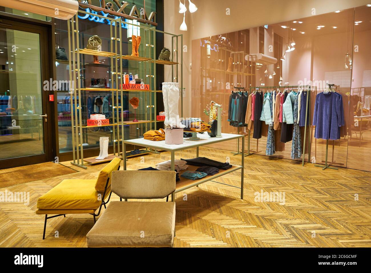 BERLIN, GERMANY - CIRCA SEPTEMBER, 2019: interior shot of Max&Co store ...