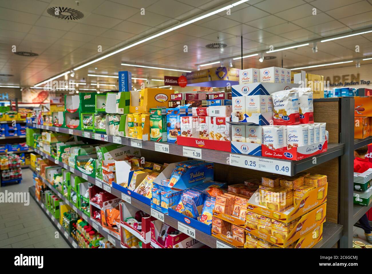 BERLIN, GERMANY - CIRCA SEPTEMBER, 2019: interior shot of Aldi ...