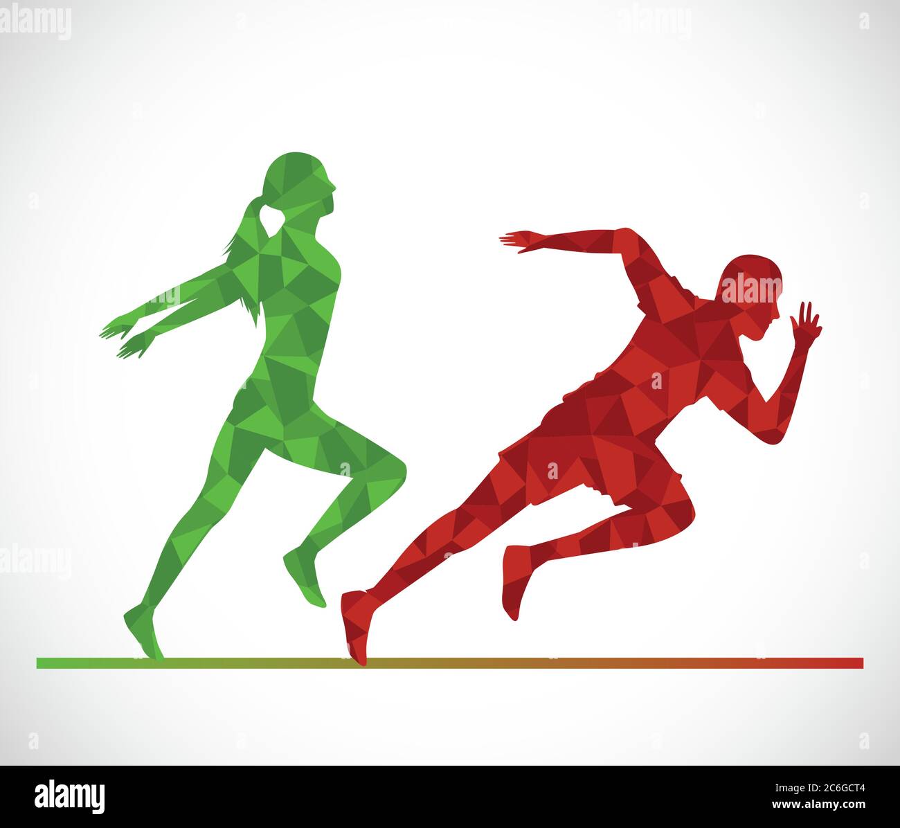 silhouettes of athletics couple running vector illustration design ...