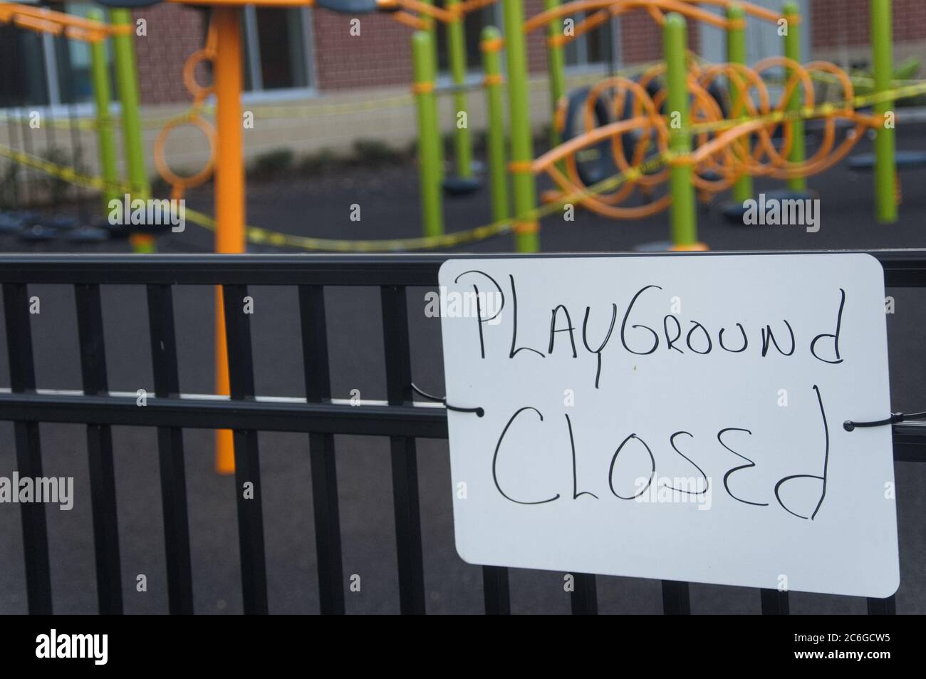 Sign indicating that the playground is closed Stock Photo - Alamy