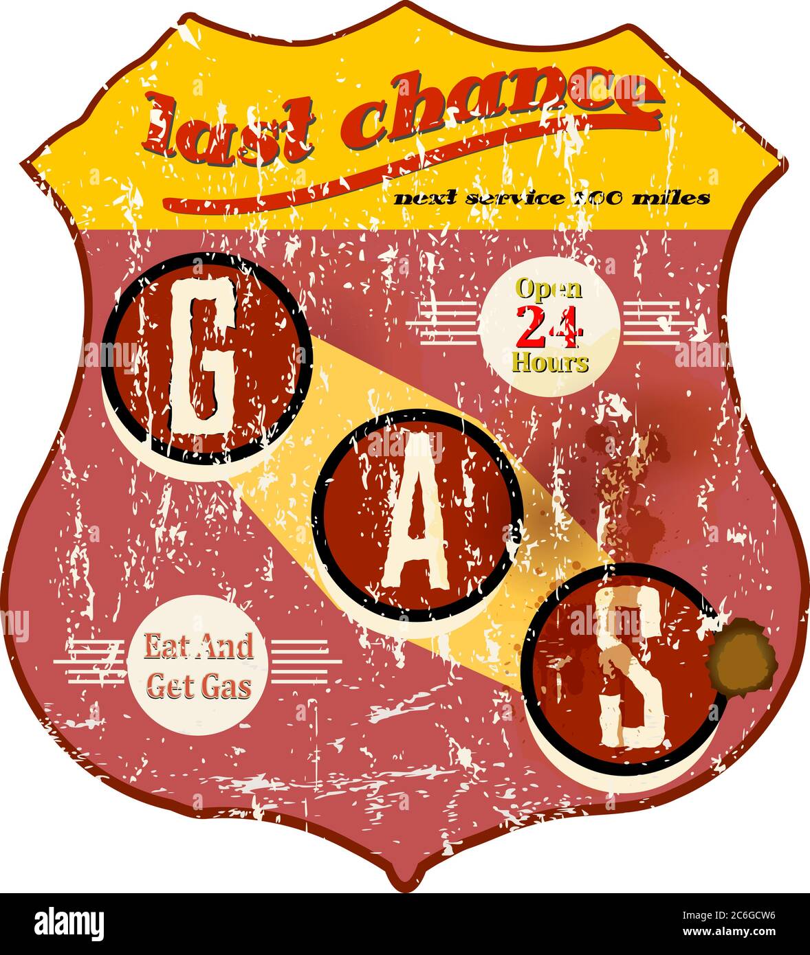 vintage route 66 gas sation sign, retro style vector illustration ...