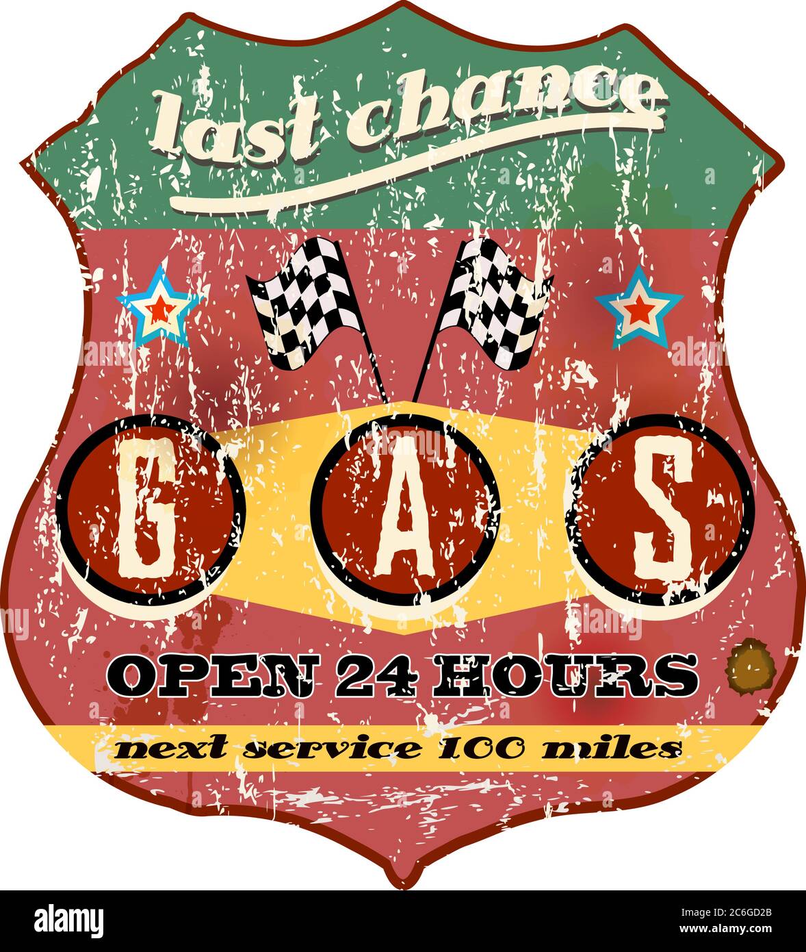 vintage route 66 gas sation sign, retro style vector illustration ...