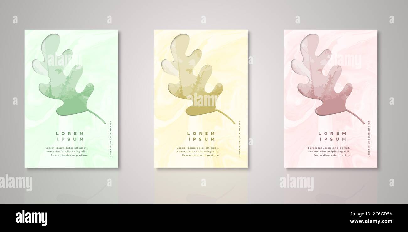 Cover design.Set of background with watercolor.Paper cut style design ...
