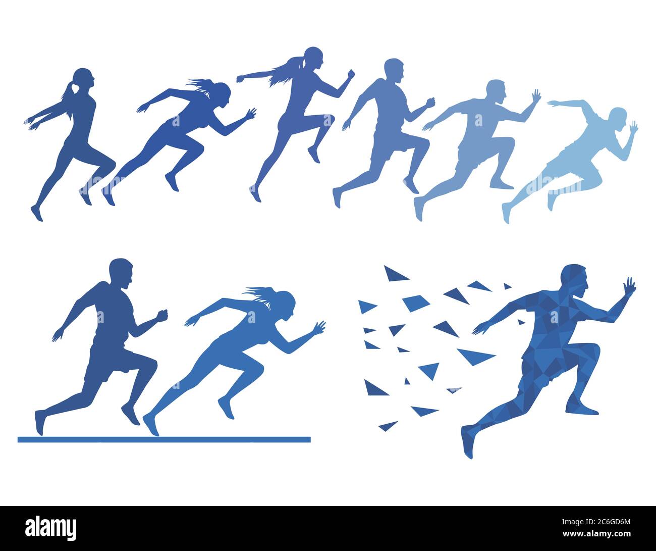 silhouettes of athletics people running vector illustration design ...
