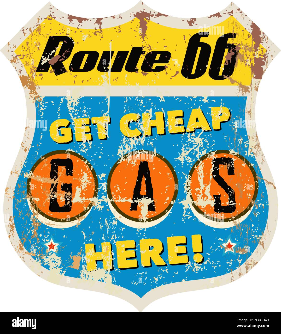 vintage route 66 gas sation sign, retro style vector illustration ...