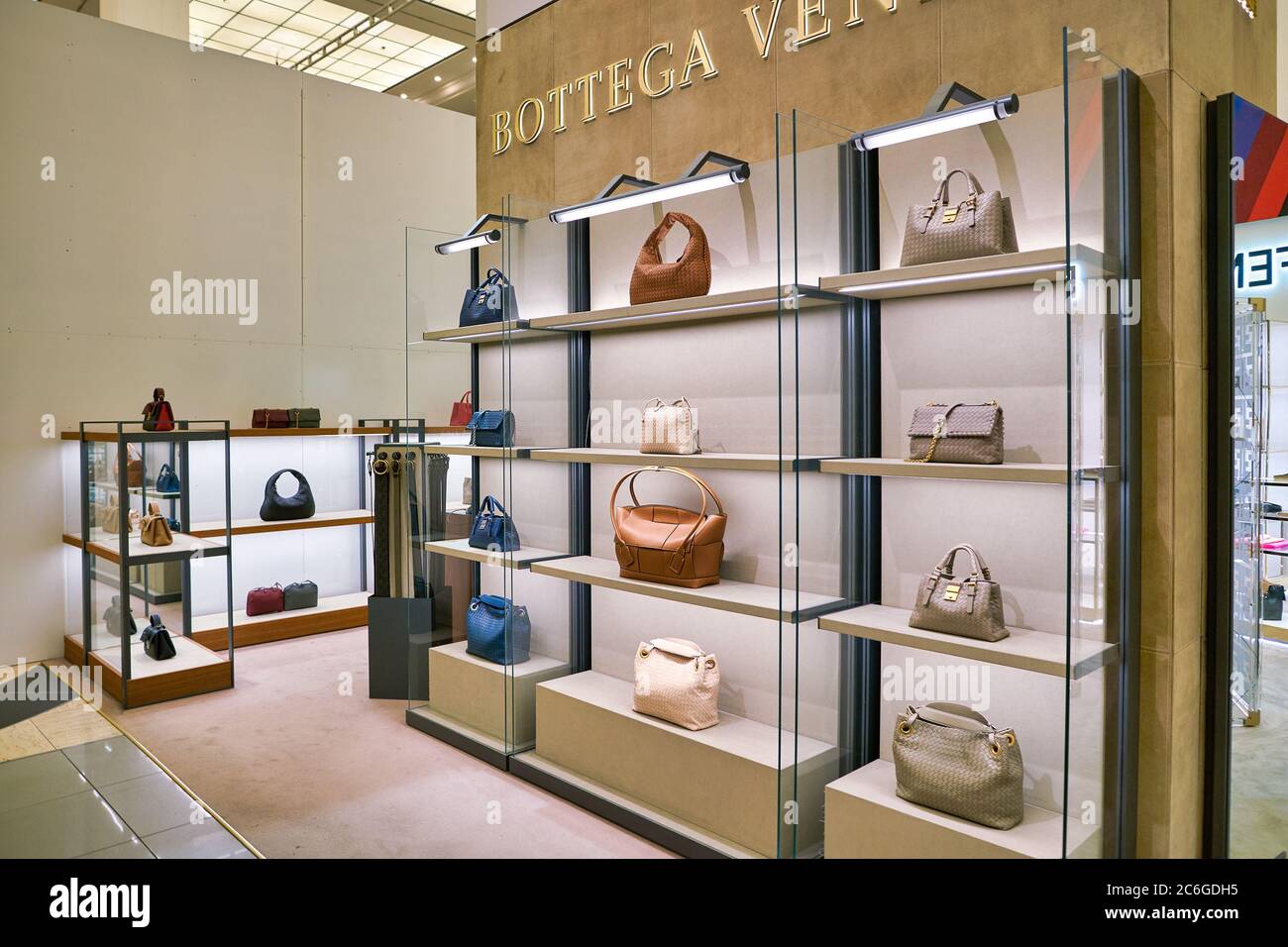 BERLIN, GERMANY - CIRCA SEPTEMBER, 2019: Bottega Veneta bags on display ...