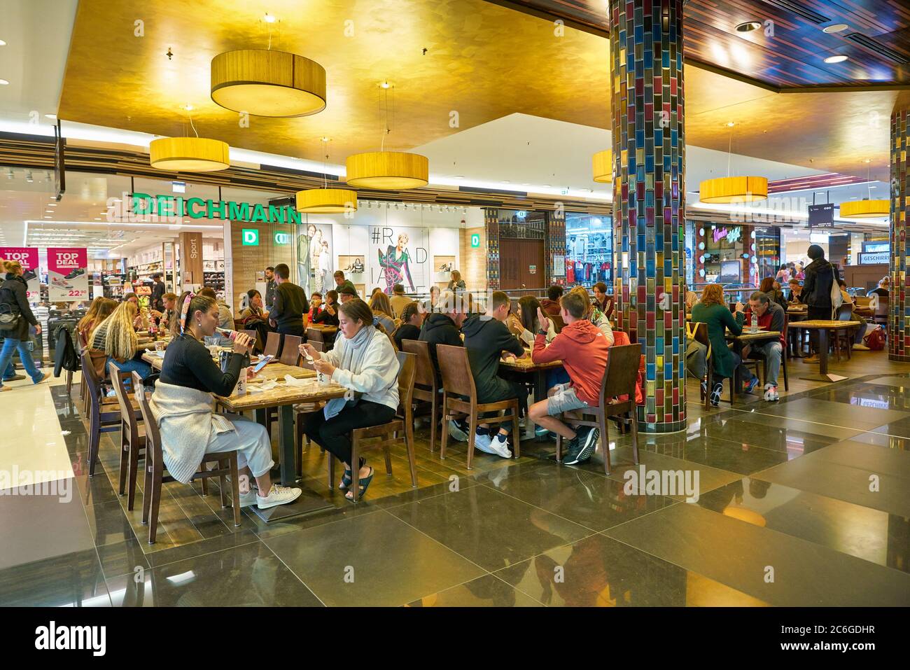 BERLIN, GERMANY - CIRCA SEPTEMBER, 2019: food court at Mall of Berlin ...