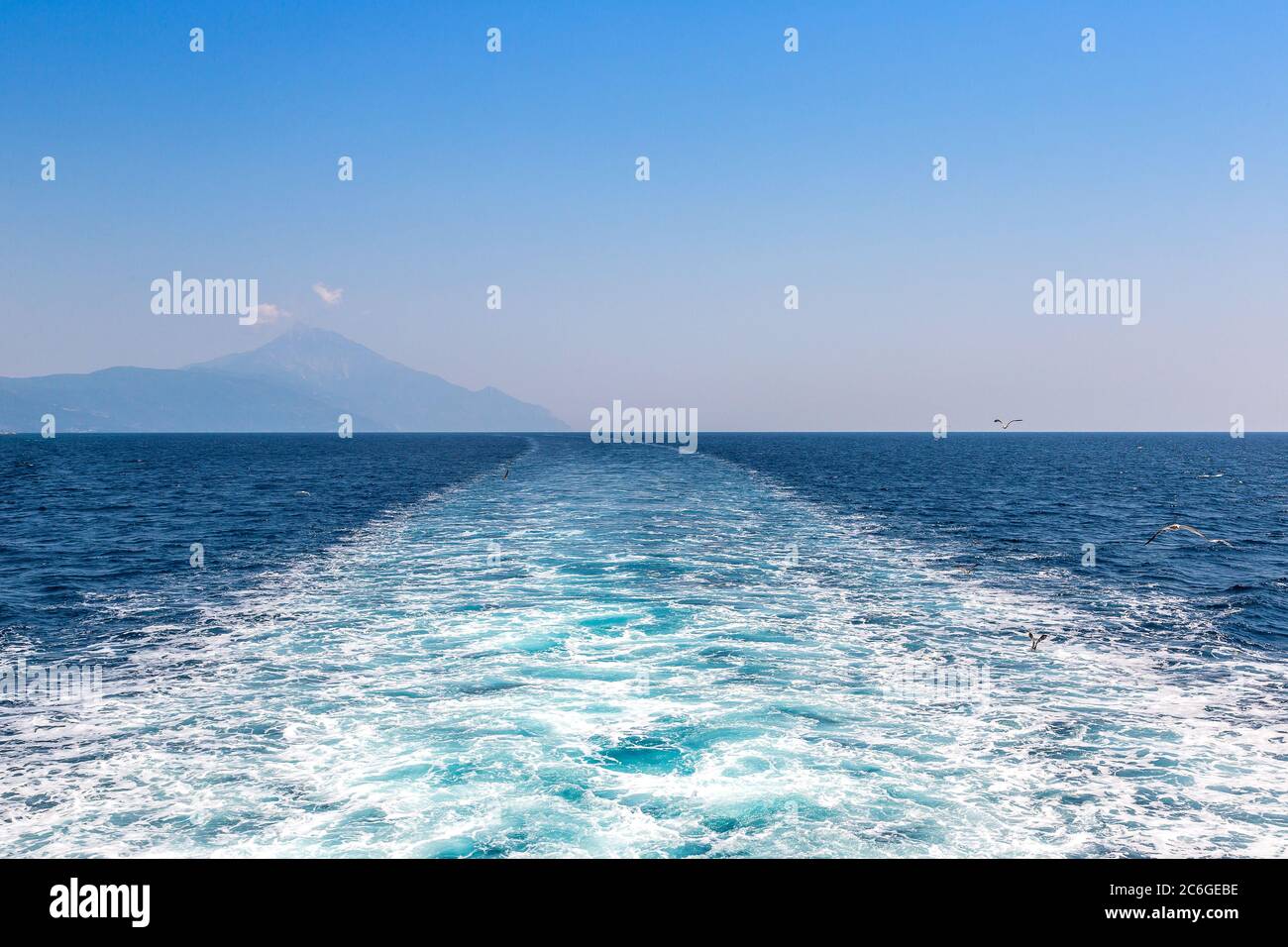 Boat trace in the sea in a summer day Stock Photo - Alamy