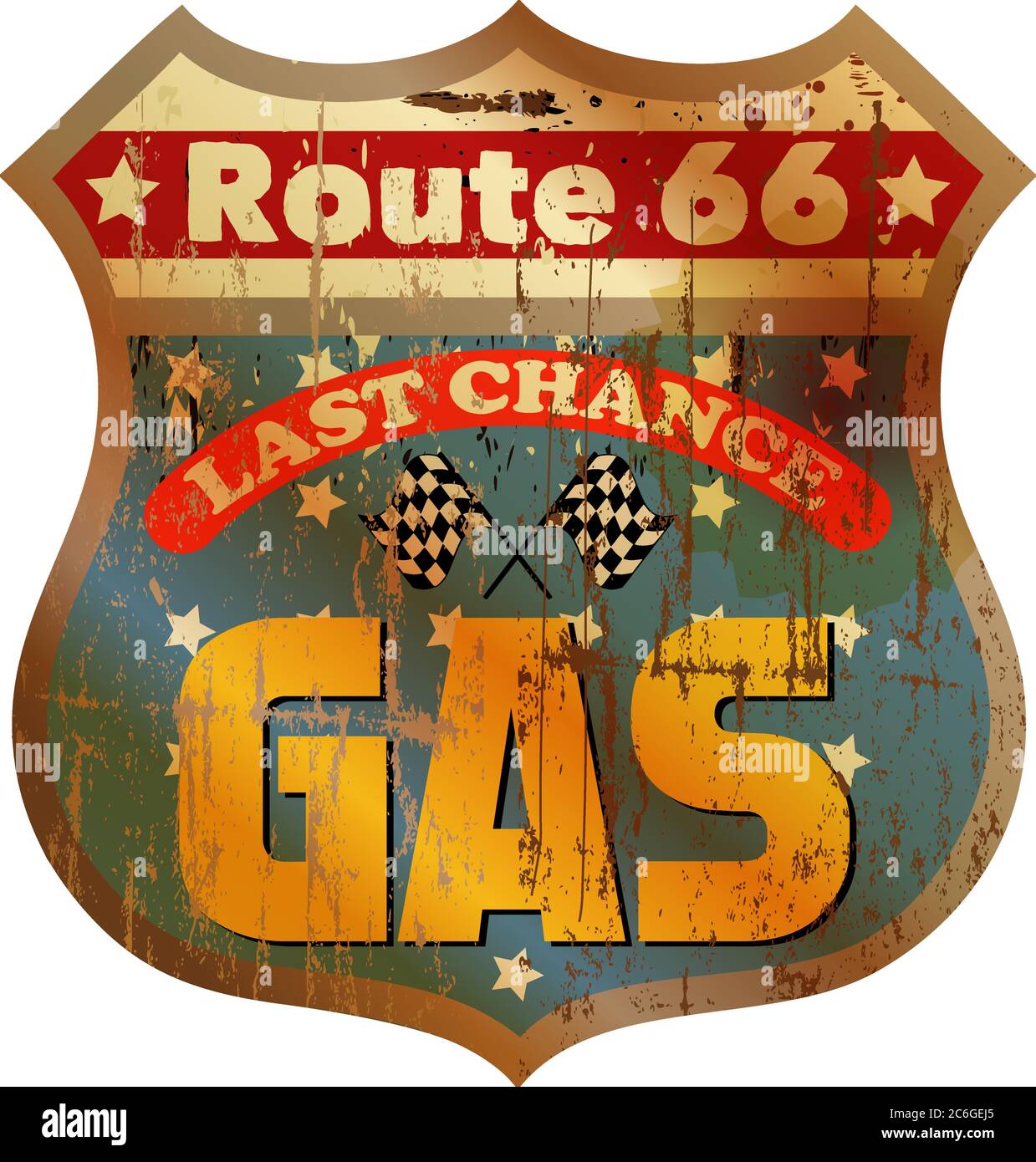 vintage route 66 gas sation sign, retro style vector illustration ...