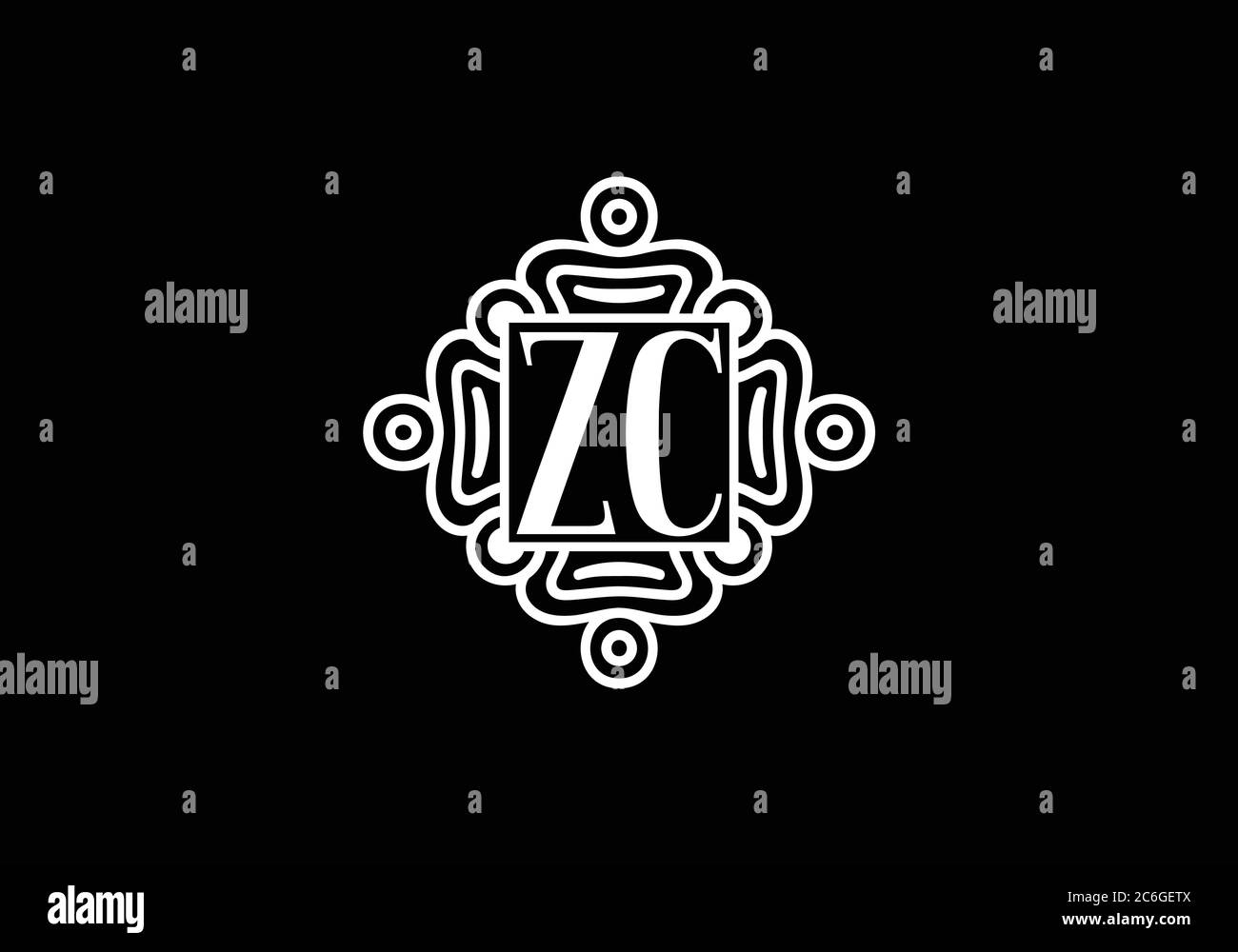 Initial Monogram Letter Z C Logo Design Vector Template. Z C Letter ...