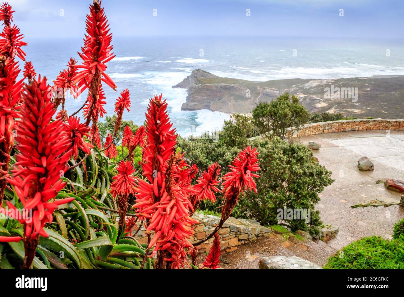 Beautiful misty sea from a view point at Cape Point Nature Reserve ...