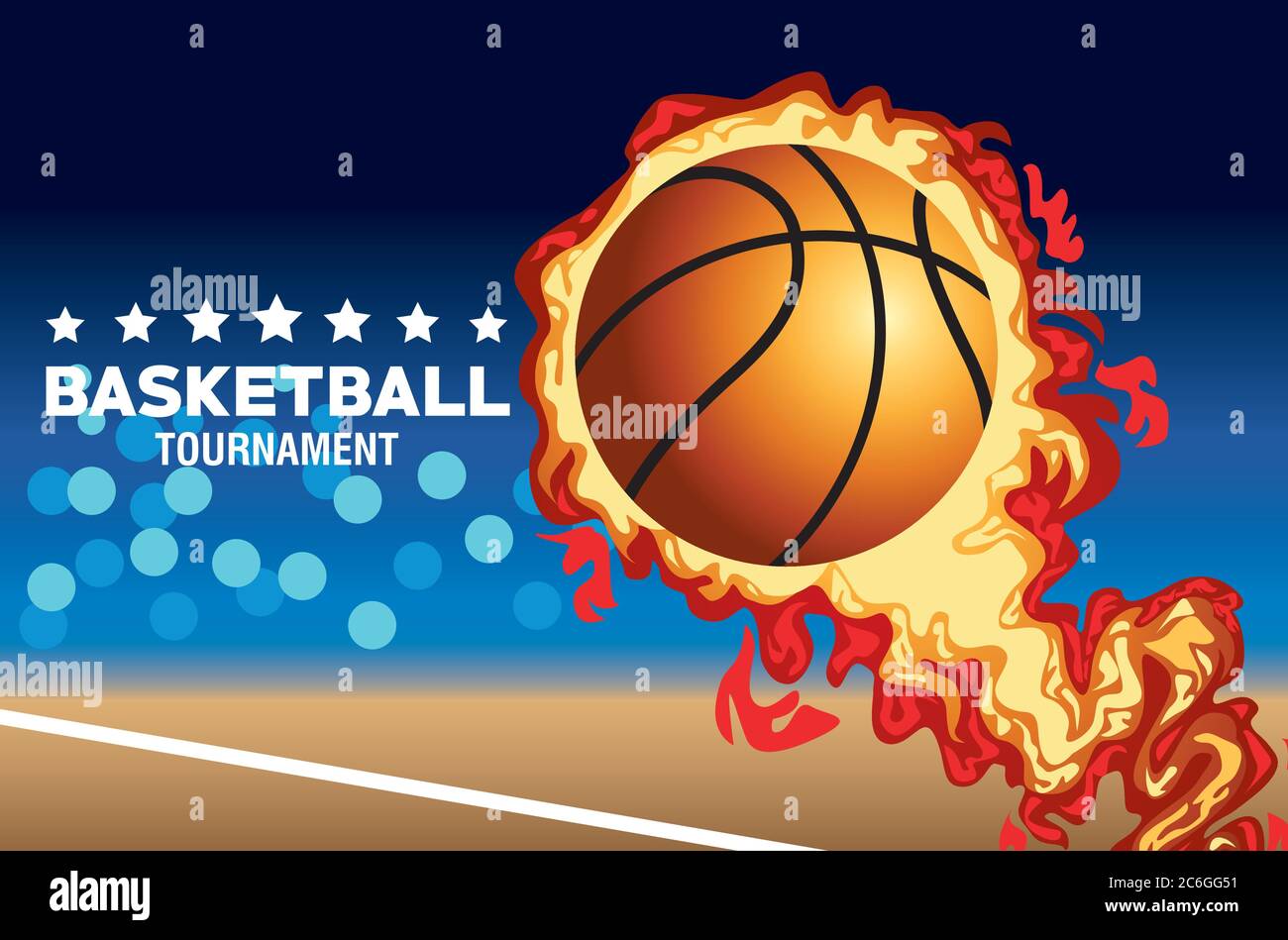basketball sport poster with balloon on fire vector illustration design ...