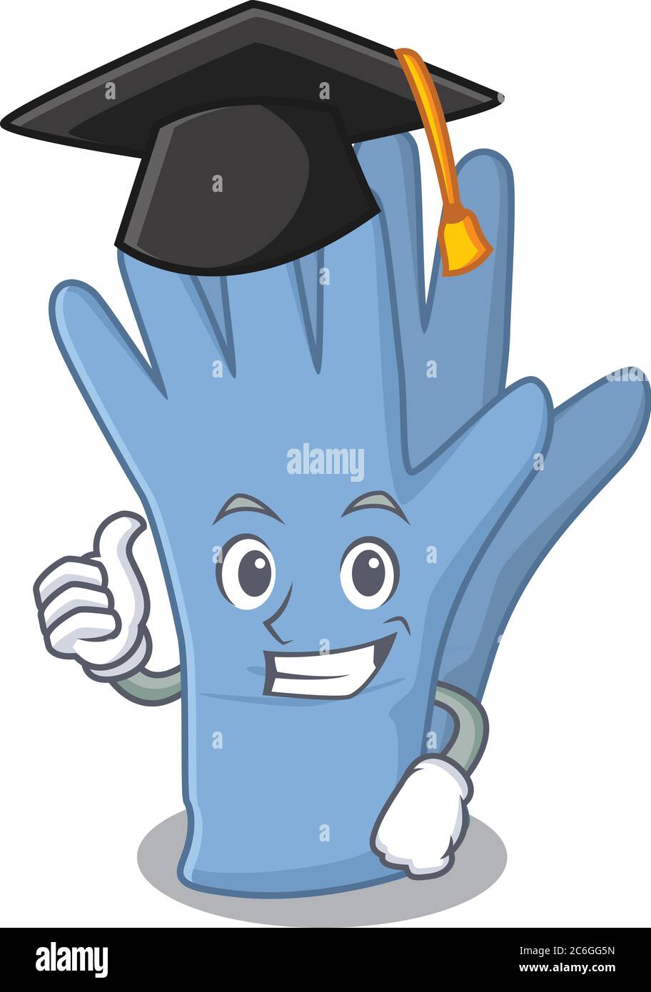 Happy proud of medical gloves caricature design with hat for graduation ...