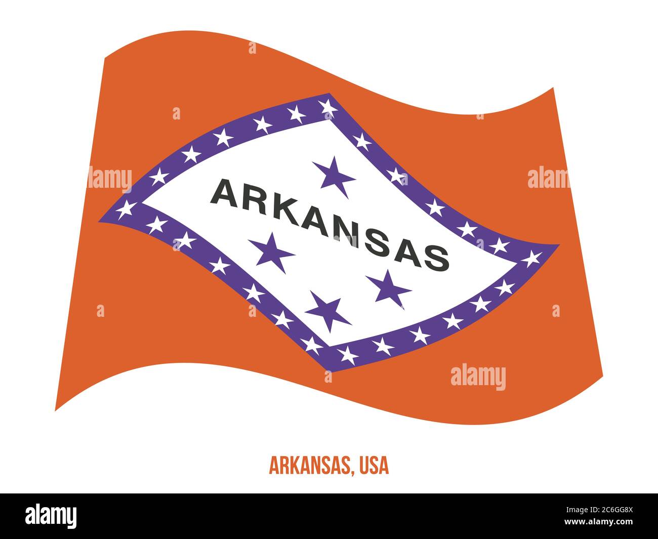 Arkansas (USA State) Flag Waving Vector Illustration on White ...