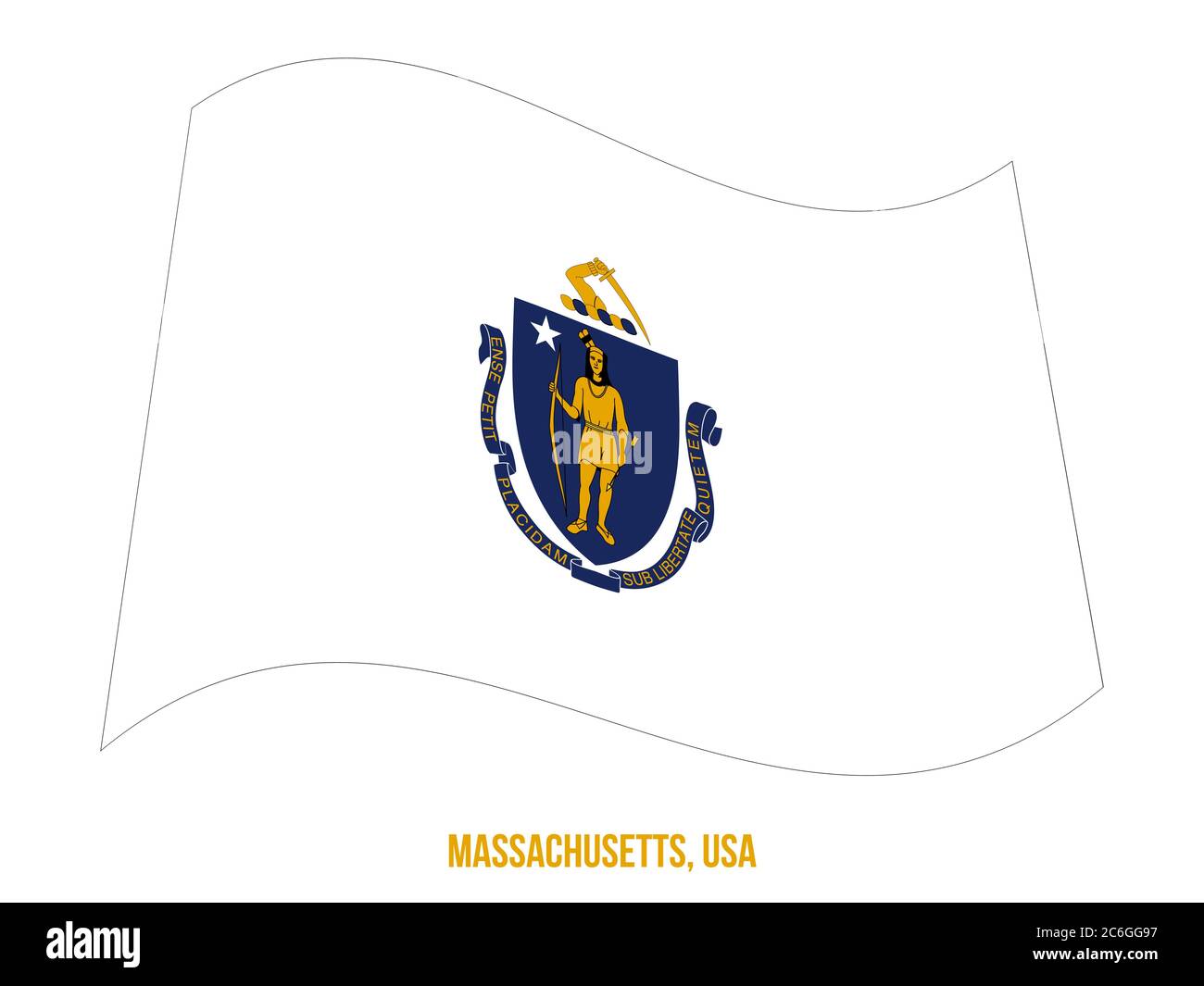 Massachusetts (USA State) Flag Waving Vector Illustration on White ...
