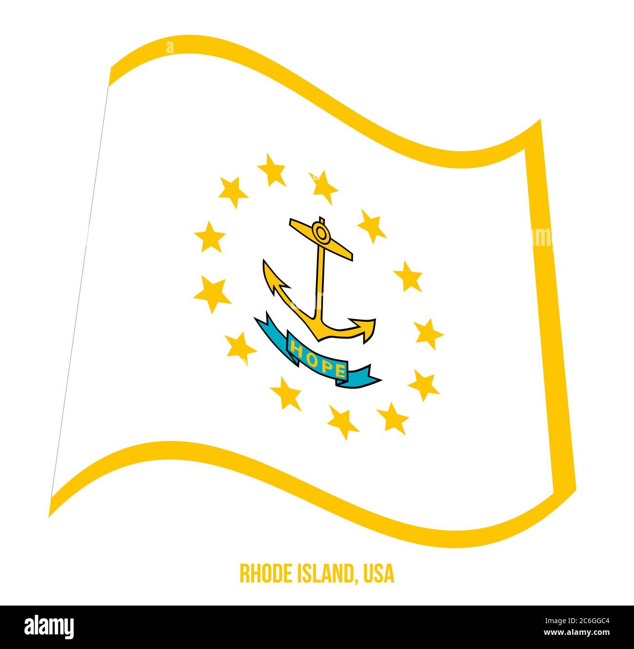 Rhode Island (USA State) Flag Waving Vector Illustration on White ...