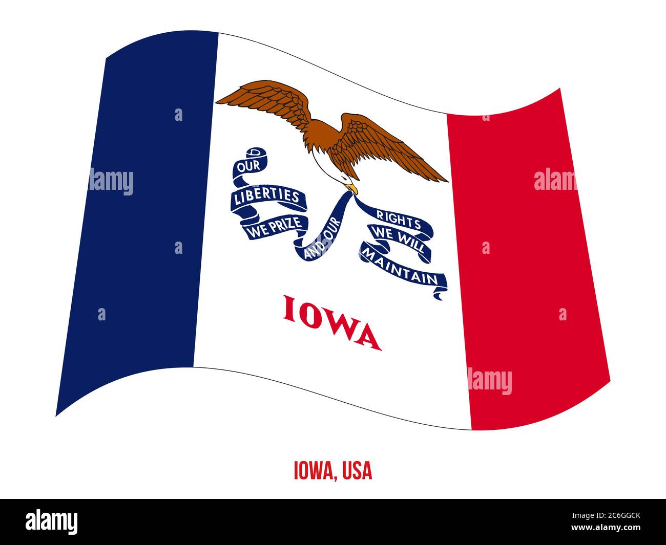 Iowa (USA State) Flag Waving Vector Illustration on White Background ...