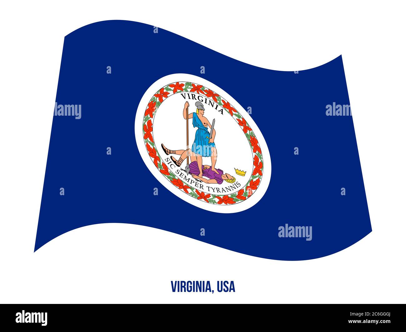 Virginia (USA State) Flag Waving Vector Illustration on White ...