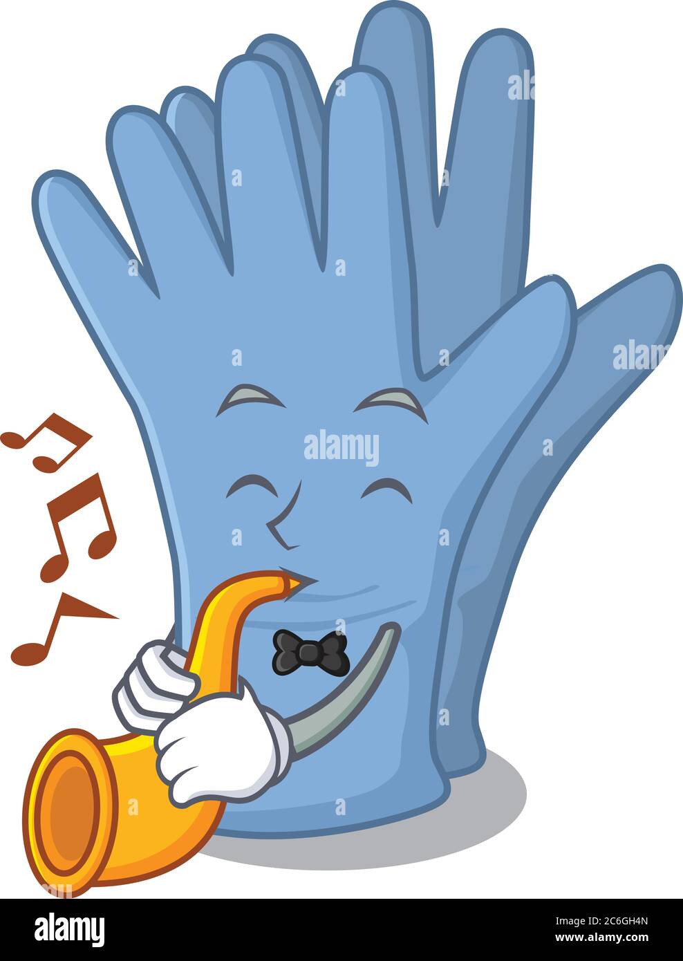 Medical gloves musician of cartoon design playing a trumpet Stock ...