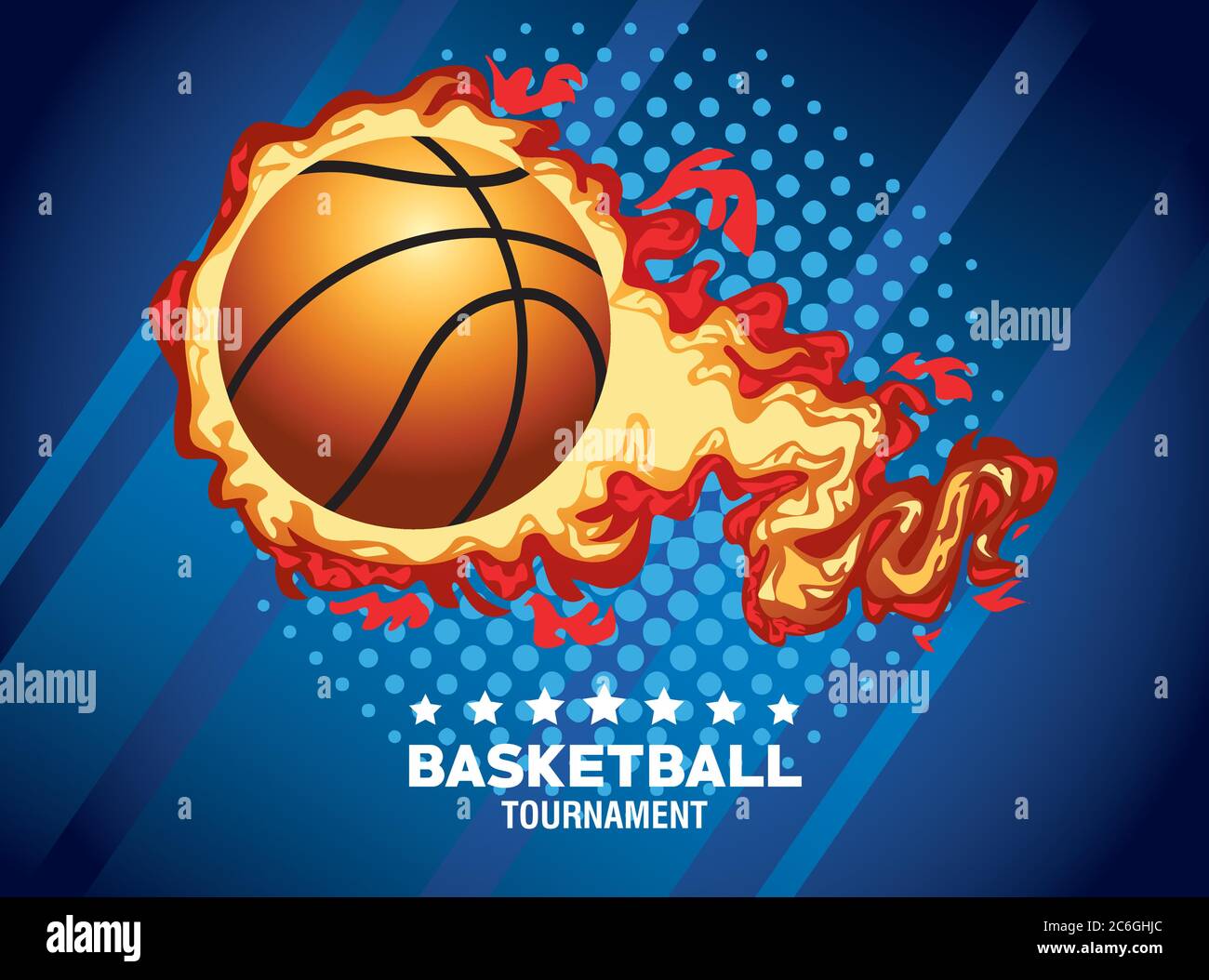 basketball sport poster with balloon on fire vector illustration design ...