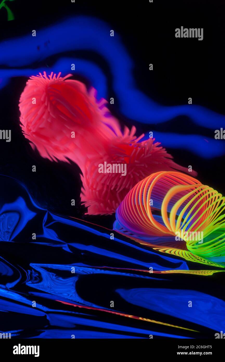 Fuzzy and circular objects which are distorted are viewed in a close-up ...