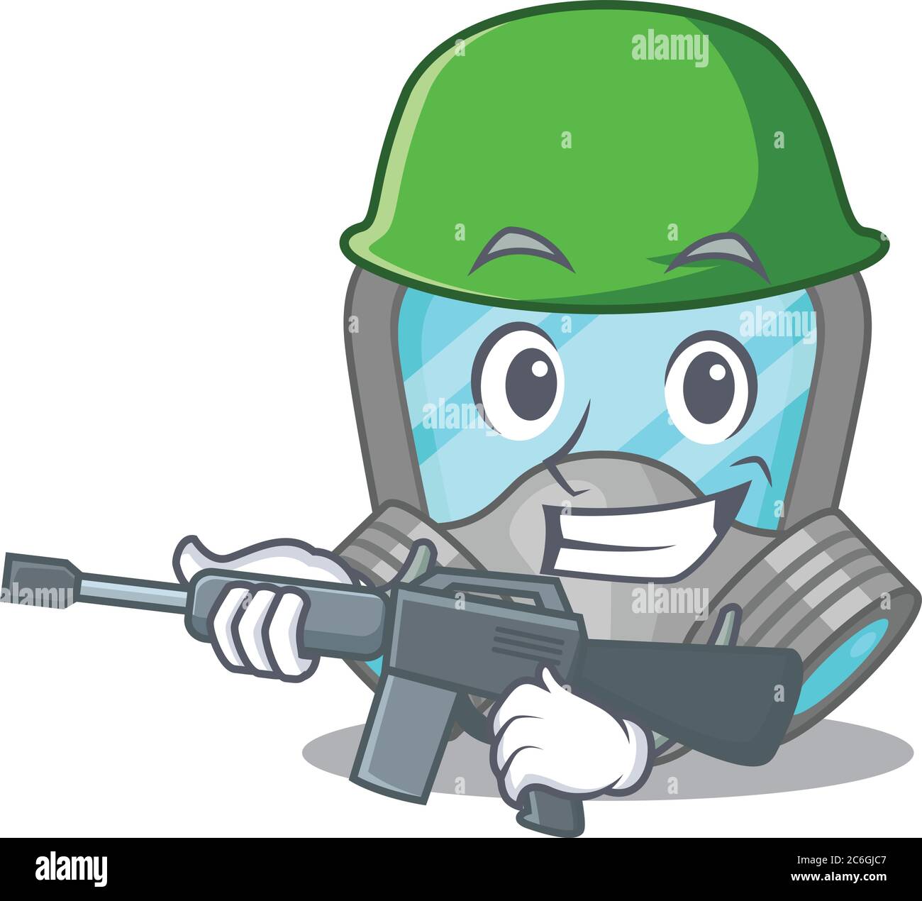A cartoon picture of Army respirator mask holding machine gun Stock ...