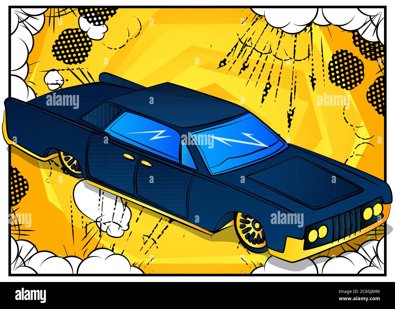 Comic book style, cartoon vector illustration of a retro American ...