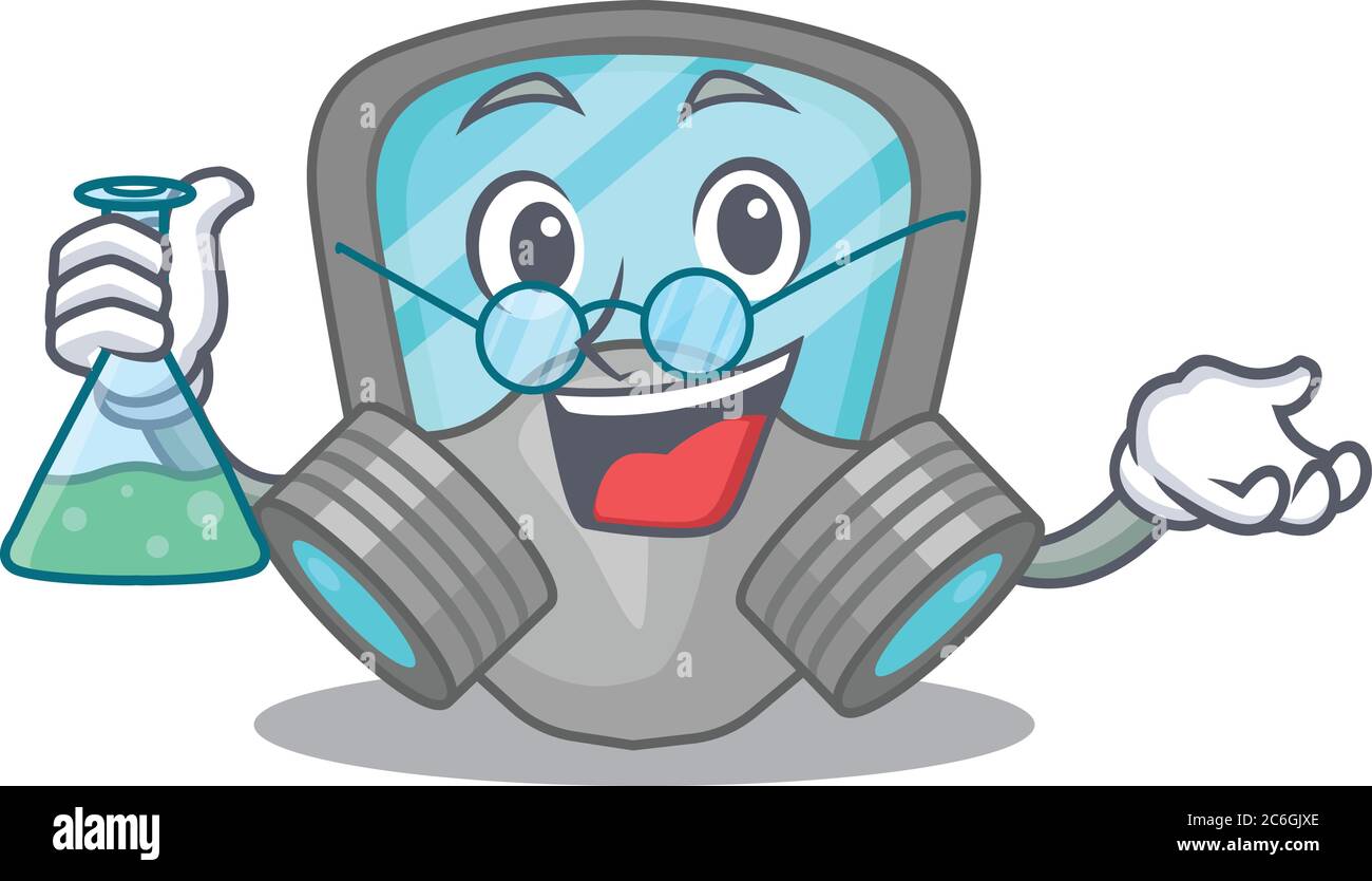 caricature character of respirator mask smart Professor working on a ...