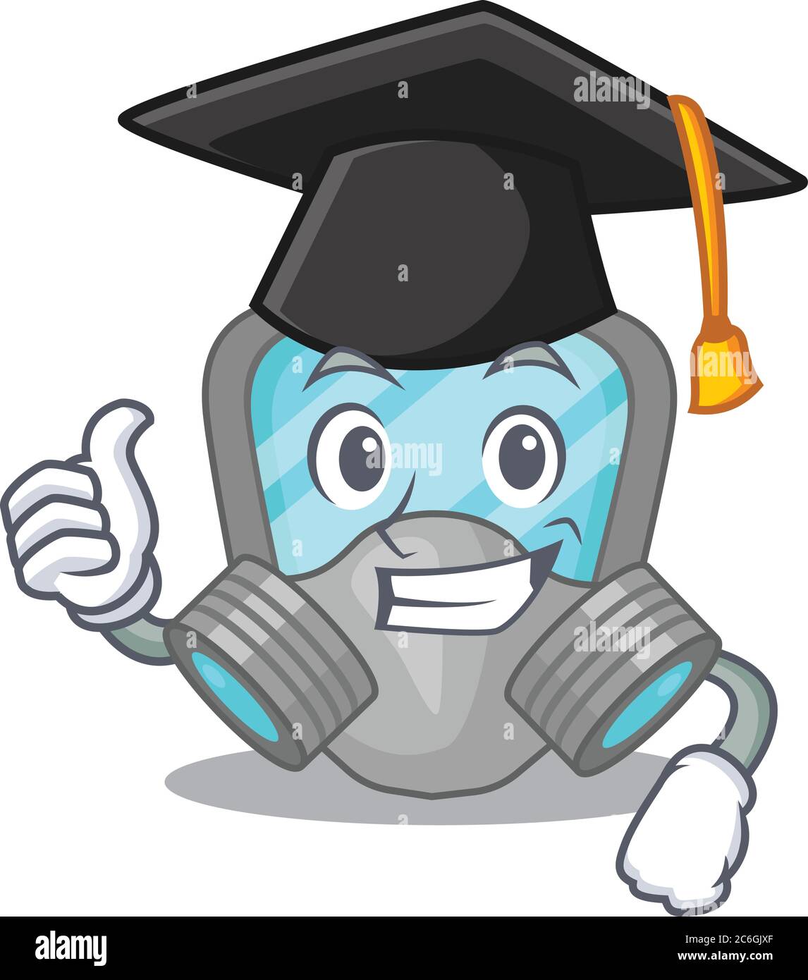 Happy proud of respirator mask caricature design with hat for ...