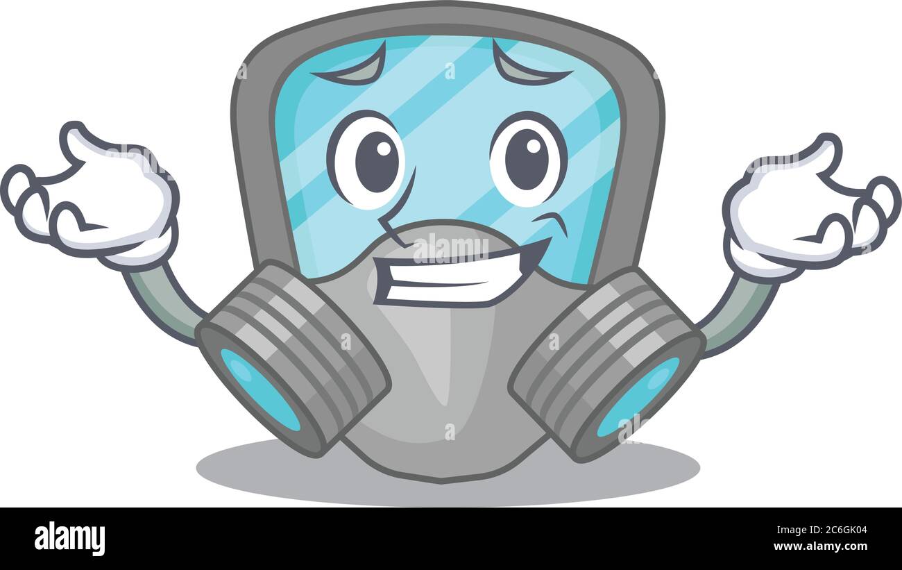 A cute picture of grinning respirator mask caricature character Stock ...