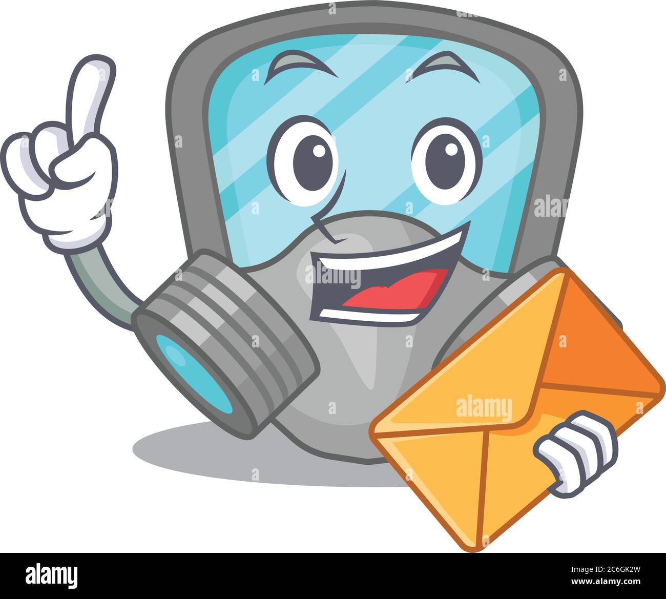 A picture of cheerful respirator mask cartoon design with brown ...