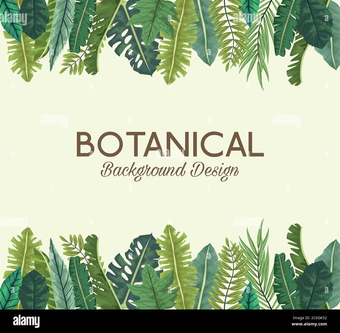 tropical leafs and lettering botanical background design vector ...