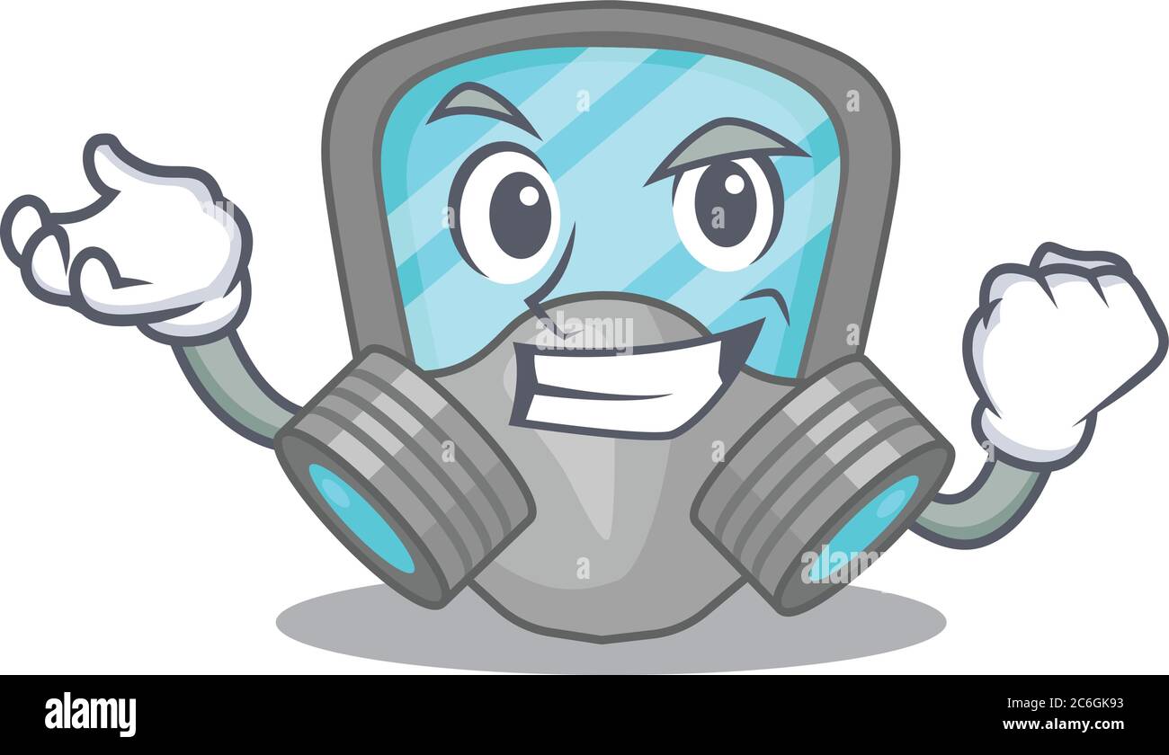 A funny cartoon design concept of respirator mask with happy face Stock ...