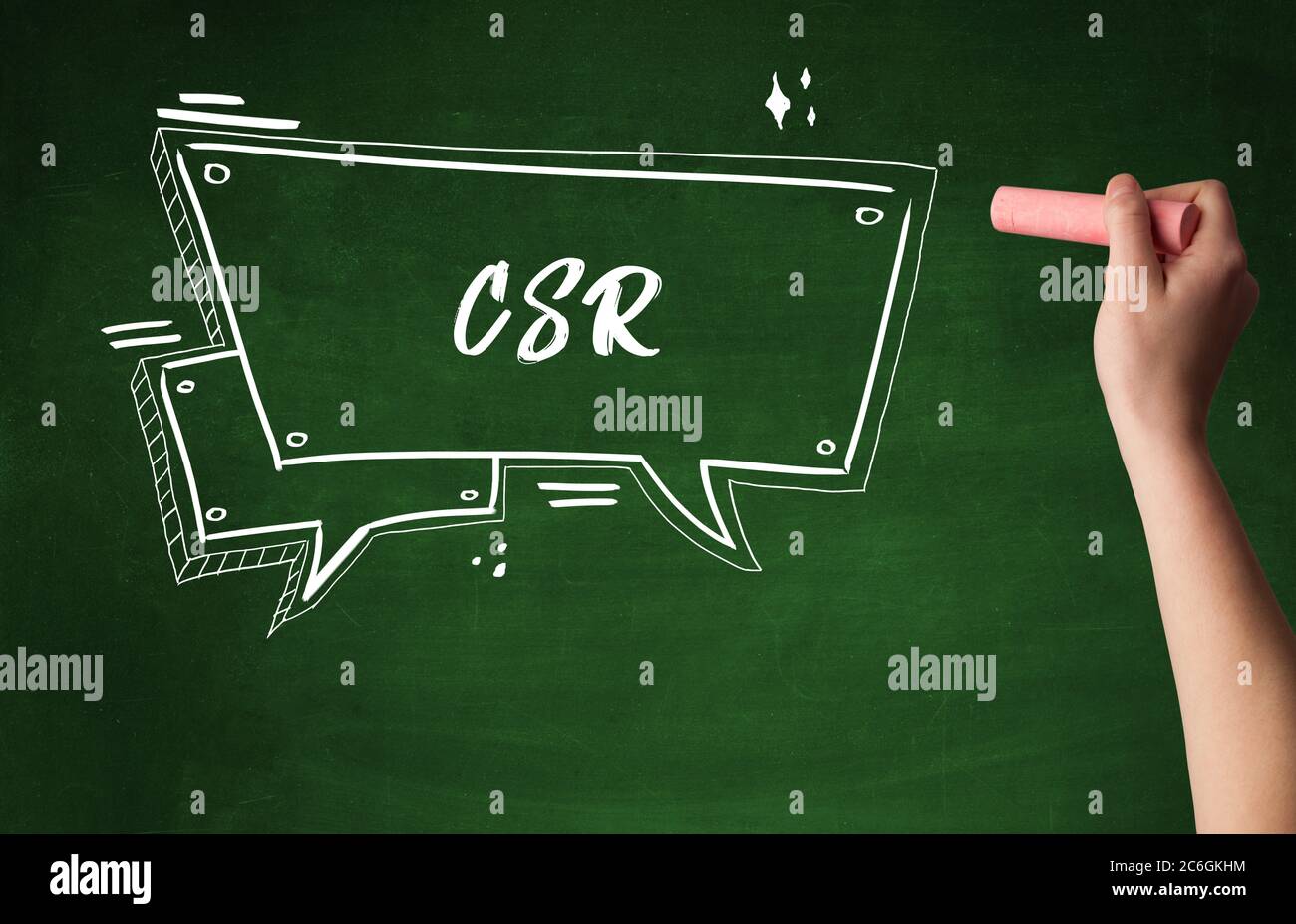 Hand drawing CSR abbreviation with white chalk on blackboard Stock ...