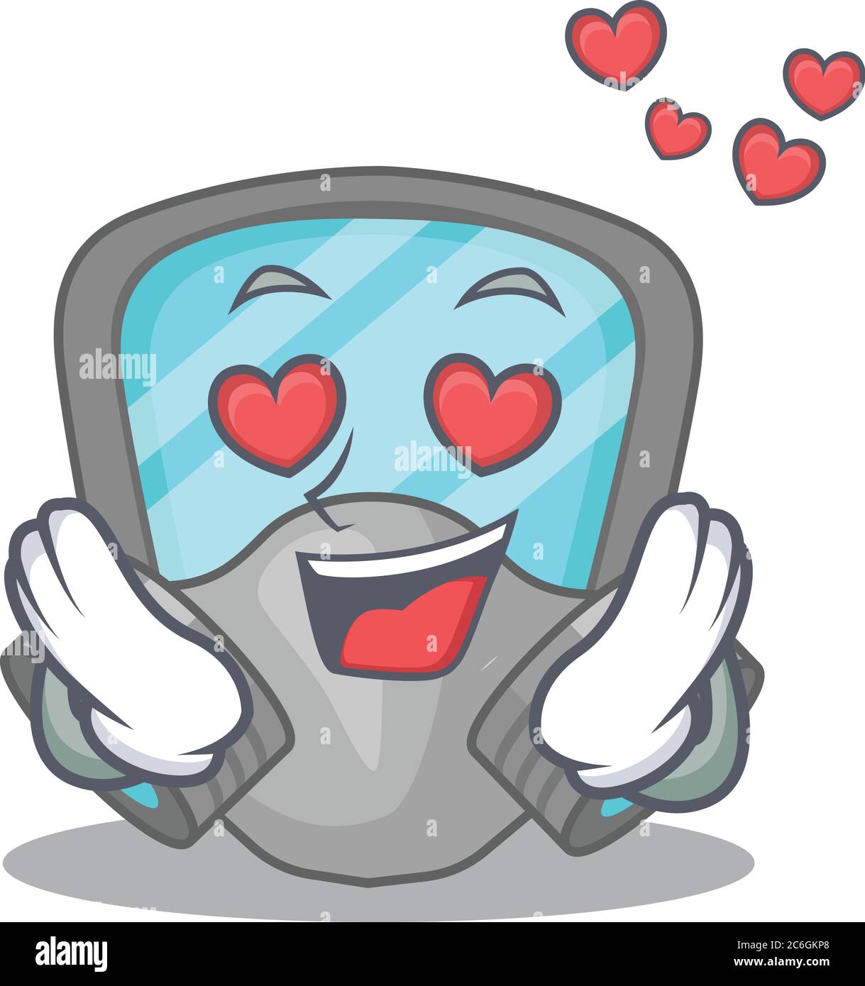 Romantic respirator mask cartoon character has a falling in love eyes ...