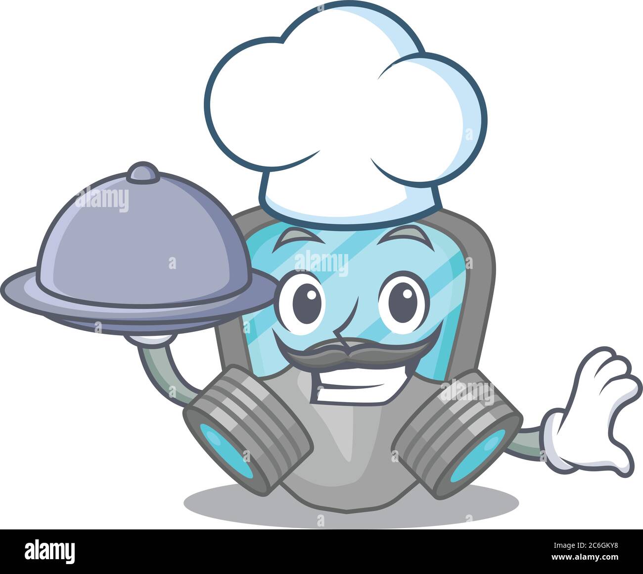 mascot design of respirator mask chef serving food on tray Stock Vector ...