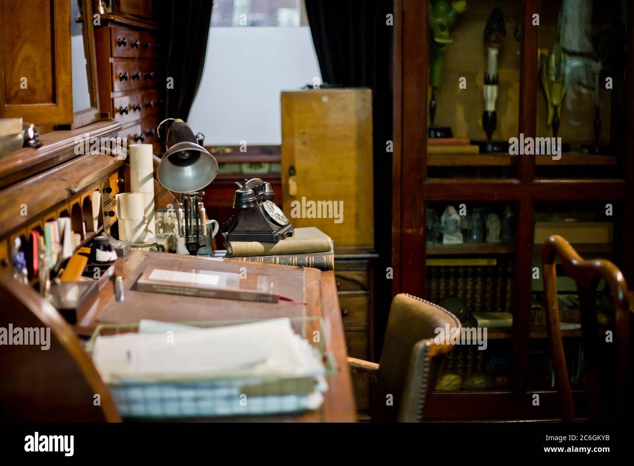 A room laid out as an old office from a hi-res stock photography and ...
