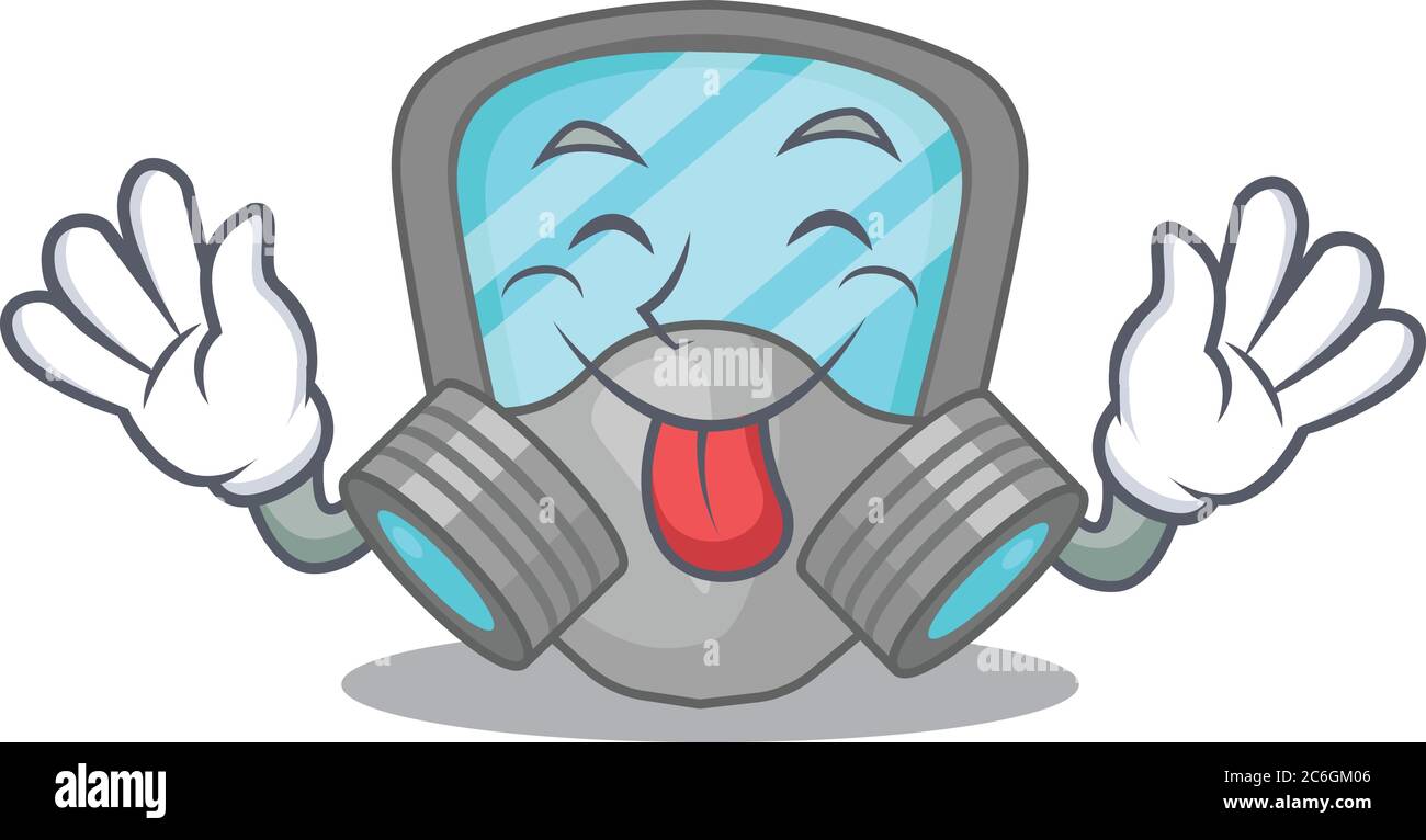 Funny respirator mask cartoon design with tongue out face Stock Vector ...