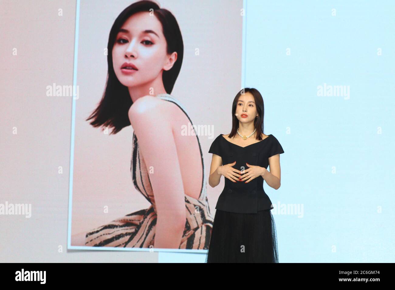 Chinese actress Wang Ziwen, also known as Olivia Wang, attends a forum ...