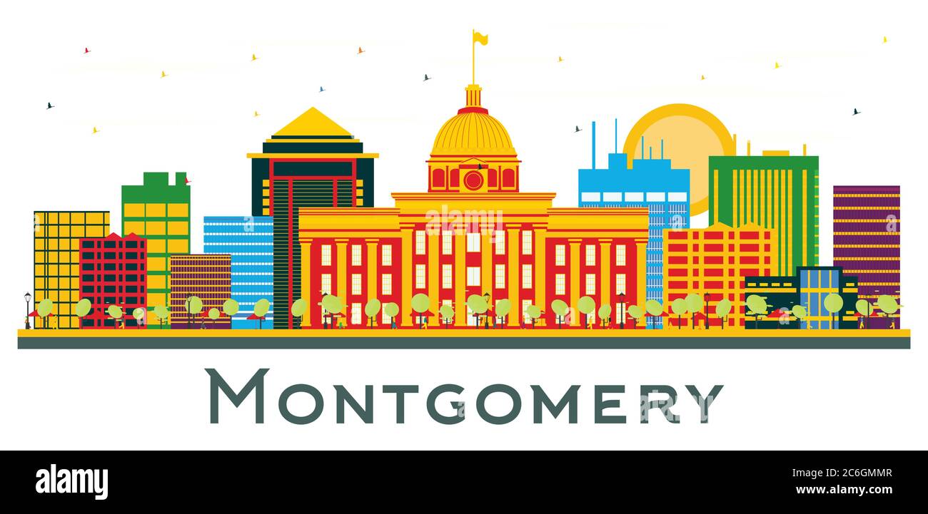 Montgomery Alabama City Skyline with Color Buildings Isolated on White ...