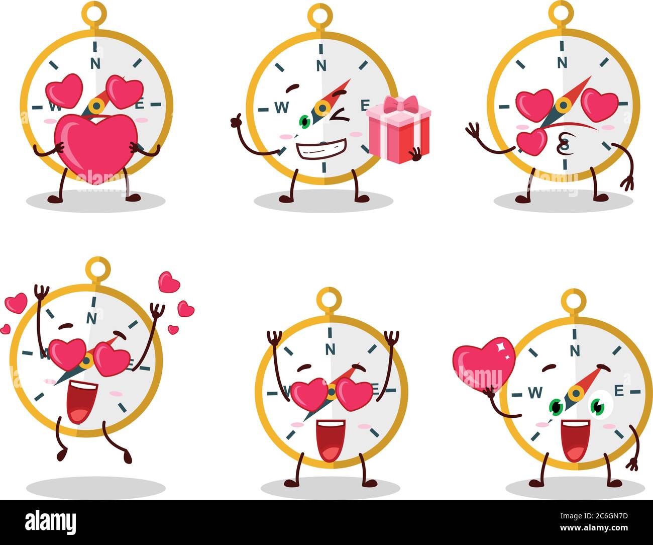 Compass cartoon character with love cute emoticon Stock Vector Image ...
