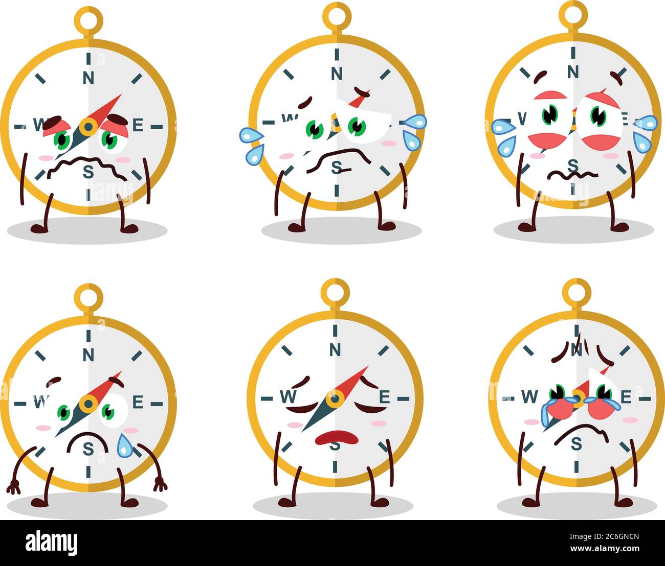 Compass cartoon in character with sad expression Stock Vector Image ...