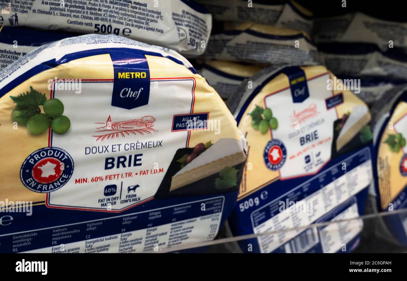 Brie cheese original French Doux et Cremeux seen in the store displayed ...