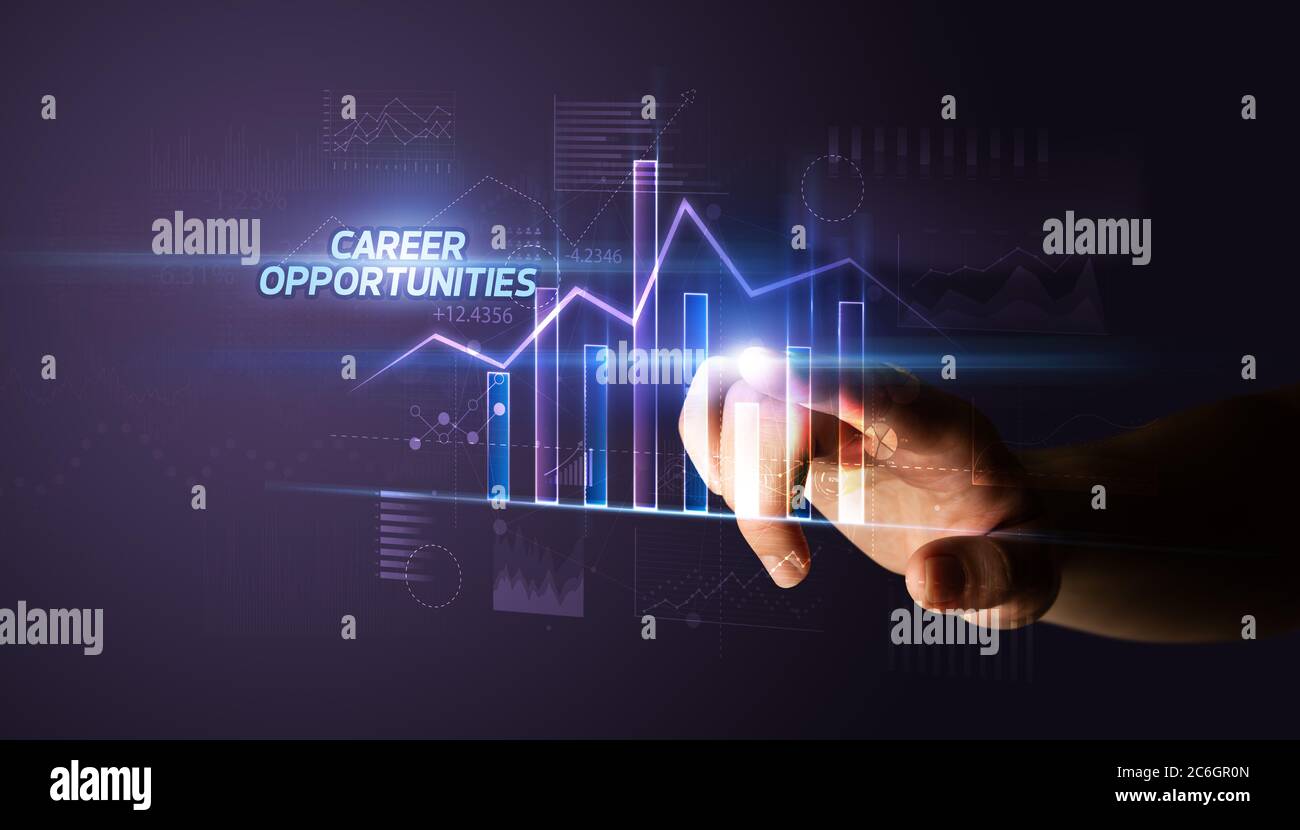 Hand touching CAREER OPPORTUNITIES button, business concept Stock Photo ...