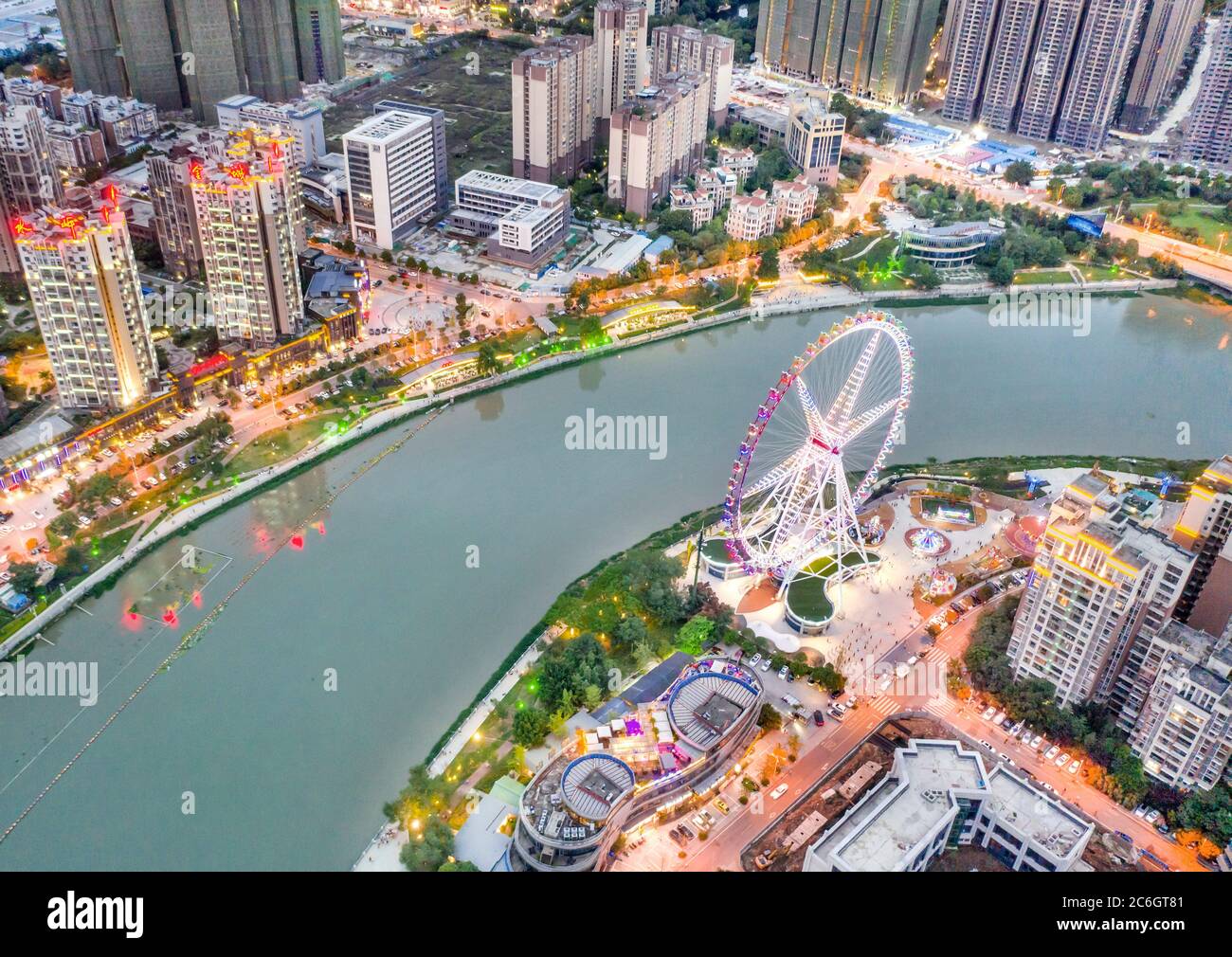 Aerial view of Jintang county in Chengdu city, southwest China's ...