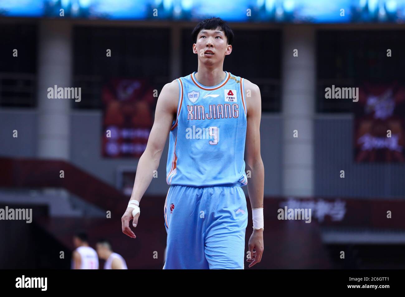 Chinese professional basketball player Zhou Qi of Xinjiang Guanghui ...