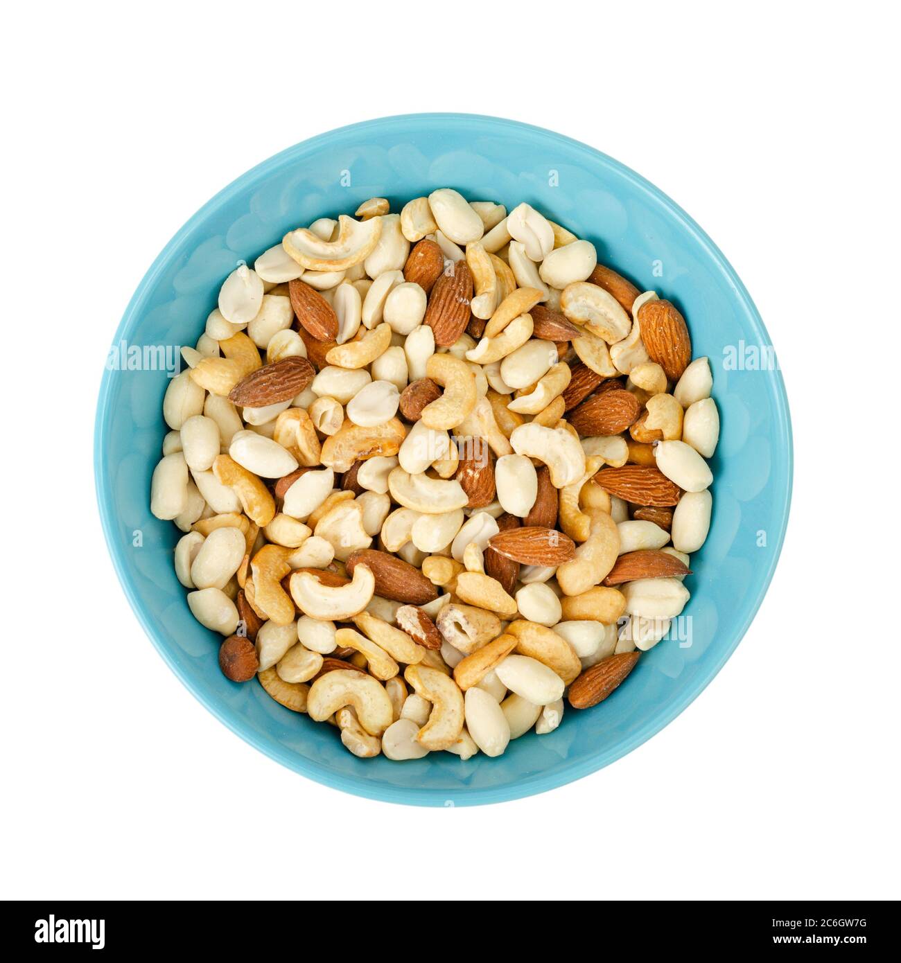 Mix of different nuts in blue bowl Stock Photo - Alamy