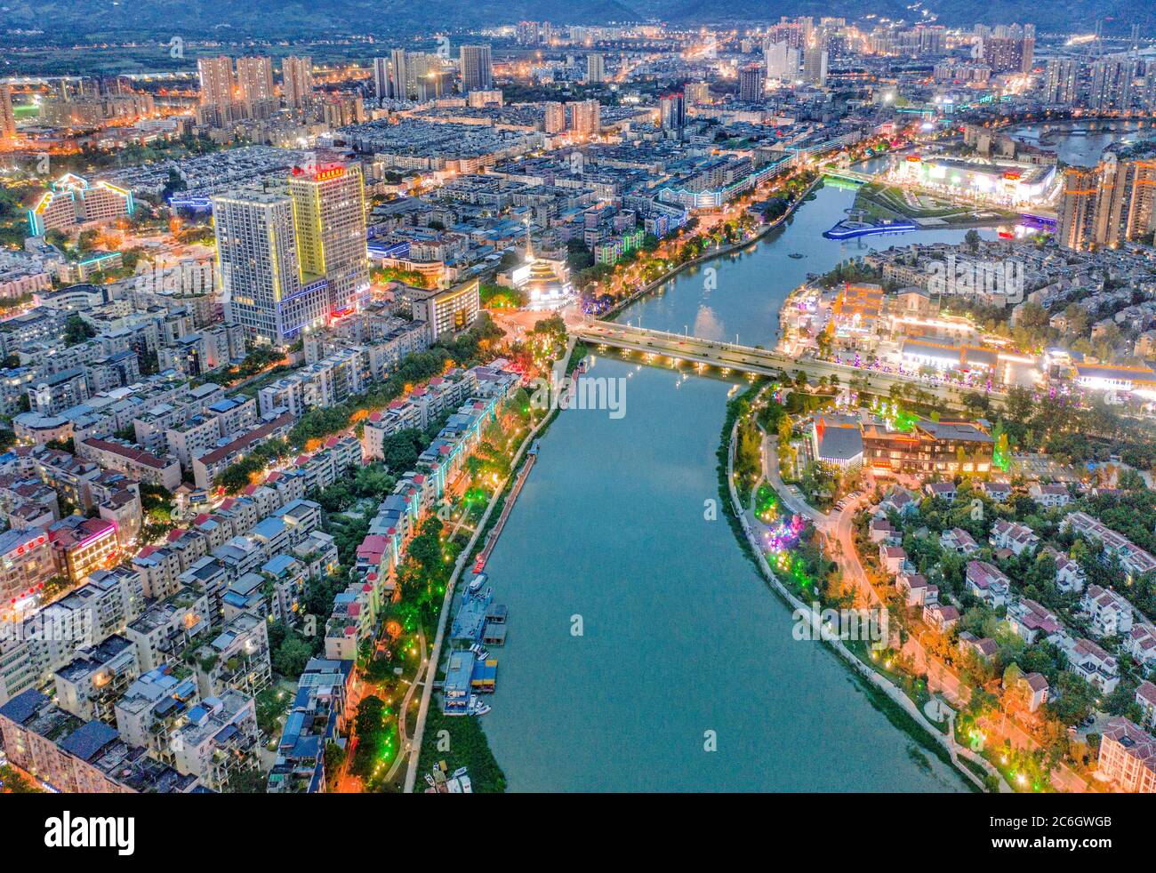 Aerial view of Jintang county in Chengdu city, southwest China's ...