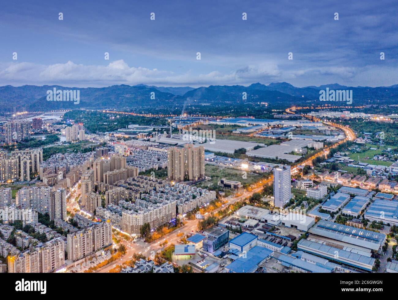 Aerial view of Jintang county in Chengdu city, southwest China's ...