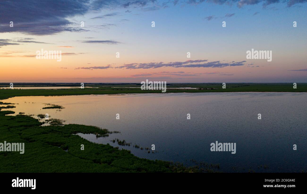 Aerial view of the wetland in Zhalong Nature Reserve in Qiqihar city ...